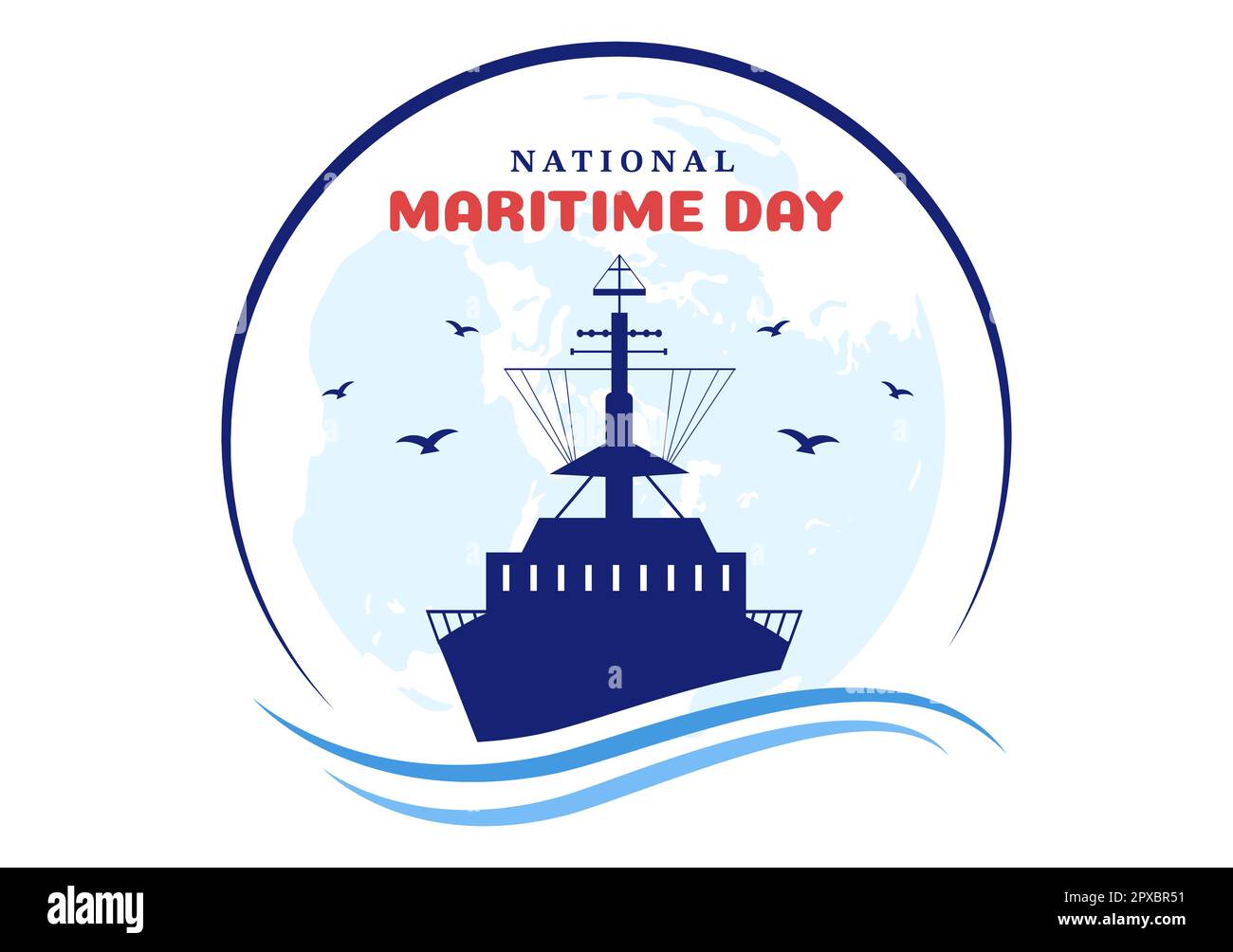 World Maritime Day Illustration with Sea and Ship for Web Banner or ...