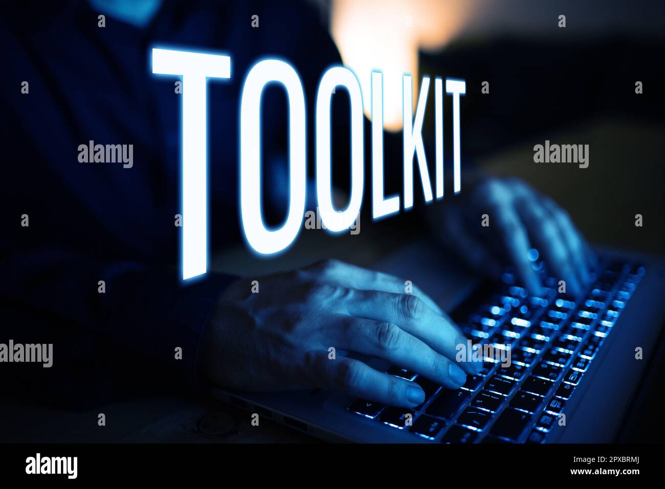 Handwriting text Toolkit, Business overview set of tools kept in a bag ...