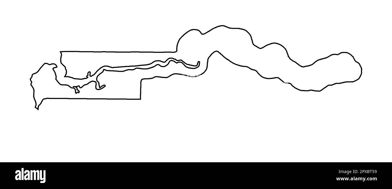 Gambia outline silhouette map of Africa over a white background Stock ...