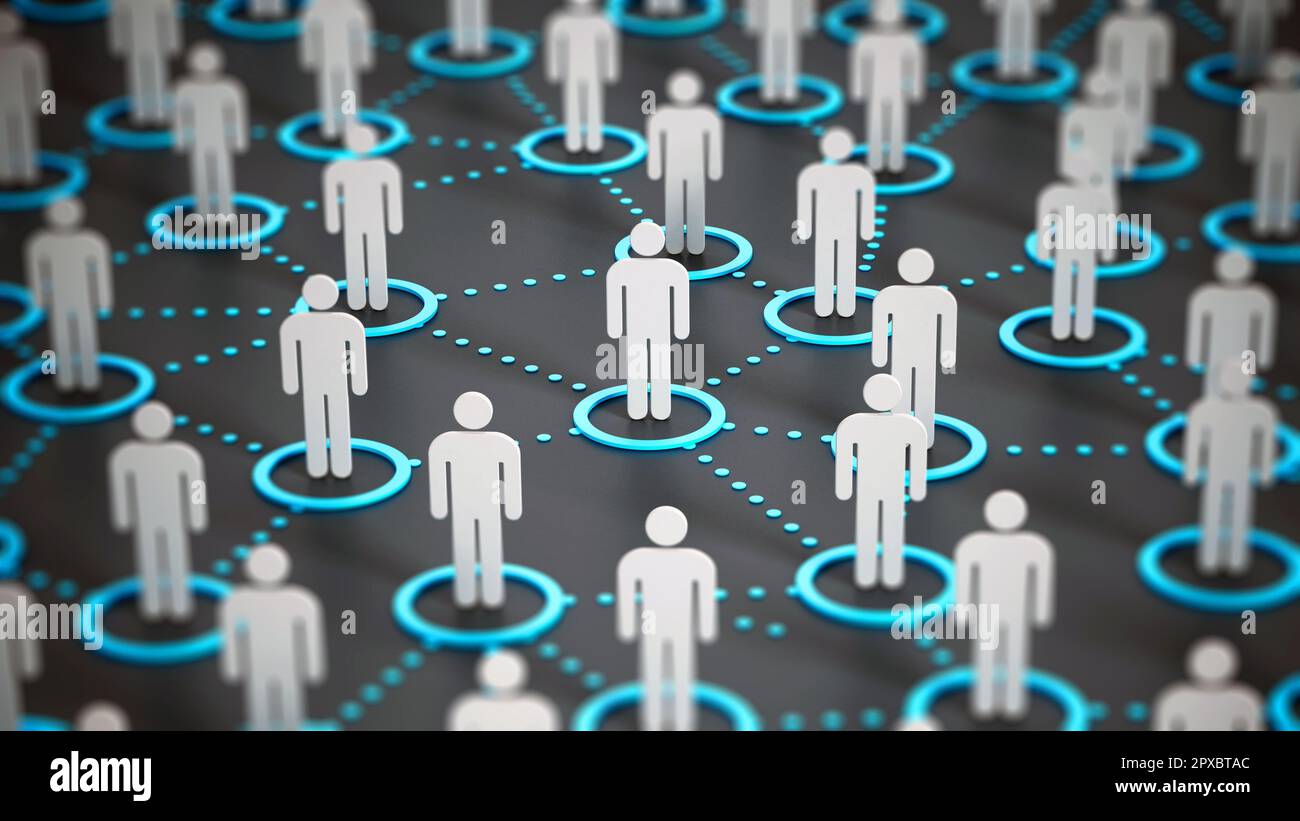 Human network concept with business people connected to each other. 3D ...