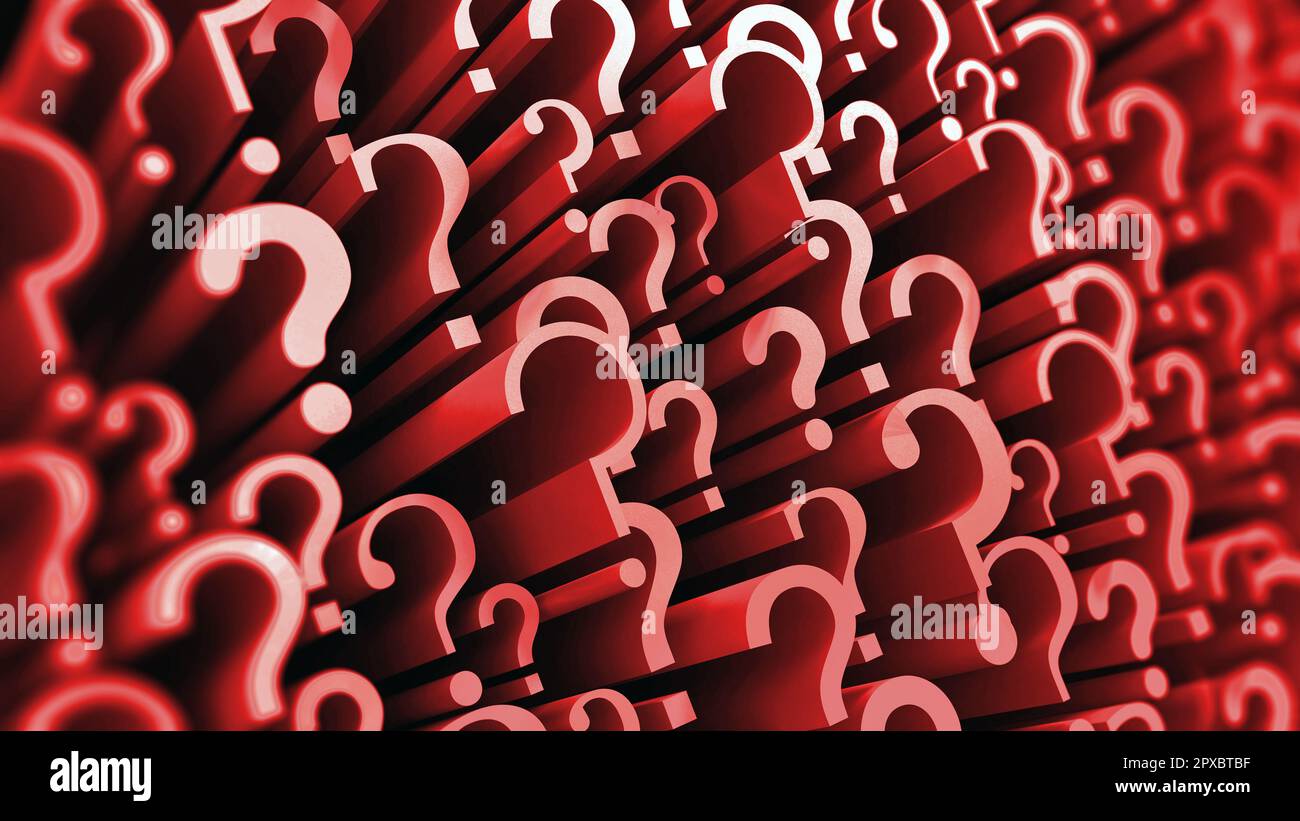 Heap of red question marks forming a background. 3D illustration Stock ...