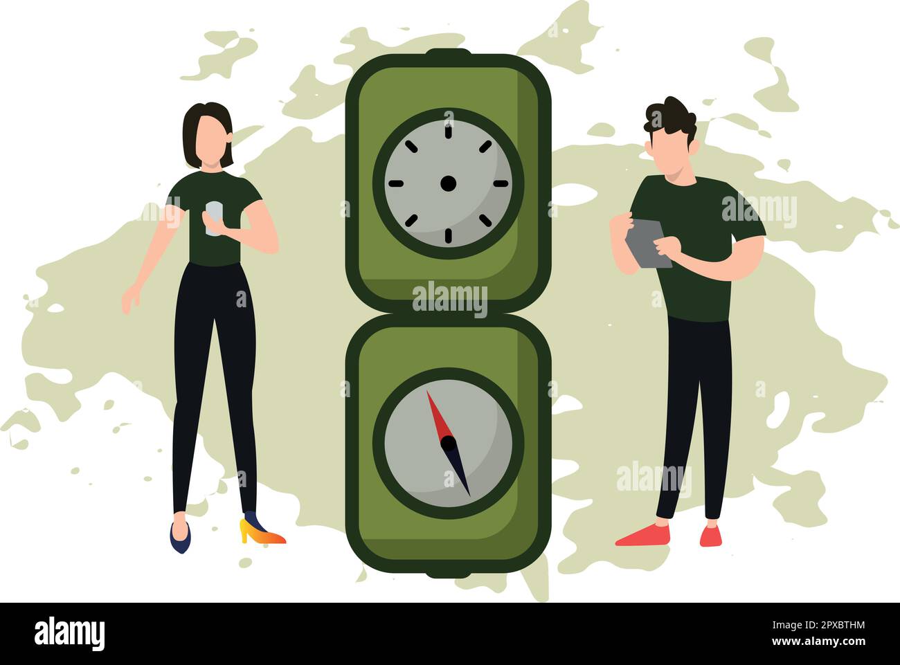 Boy and girl looking at compass Stock Vector Image & Art - Alamy