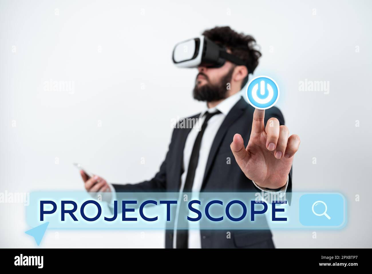 Text caption presenting Project Scope, Business overview evaluation of work efforts a product ...