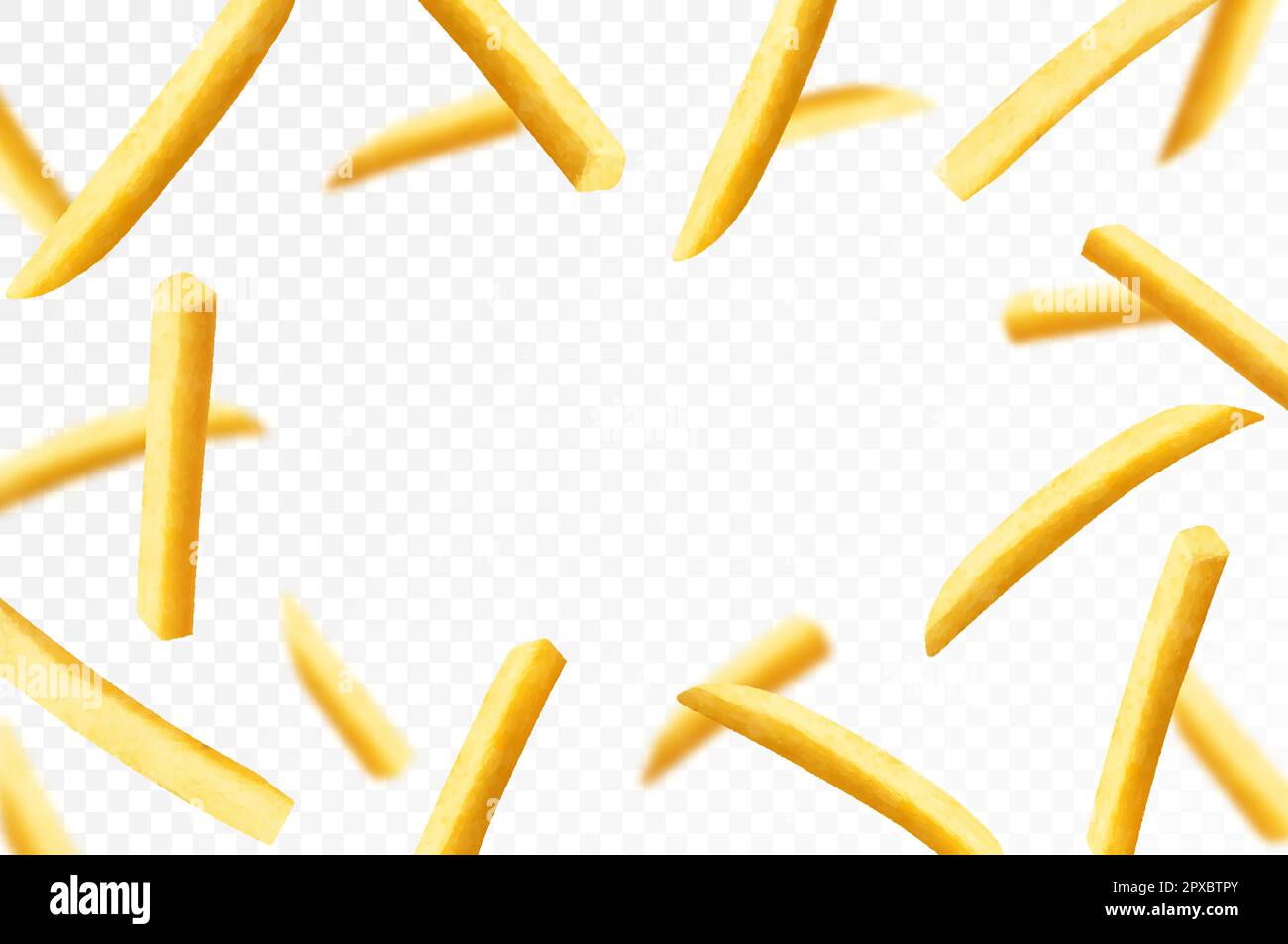 French fries background. Fast food banner. Flying french fries potatoes ...