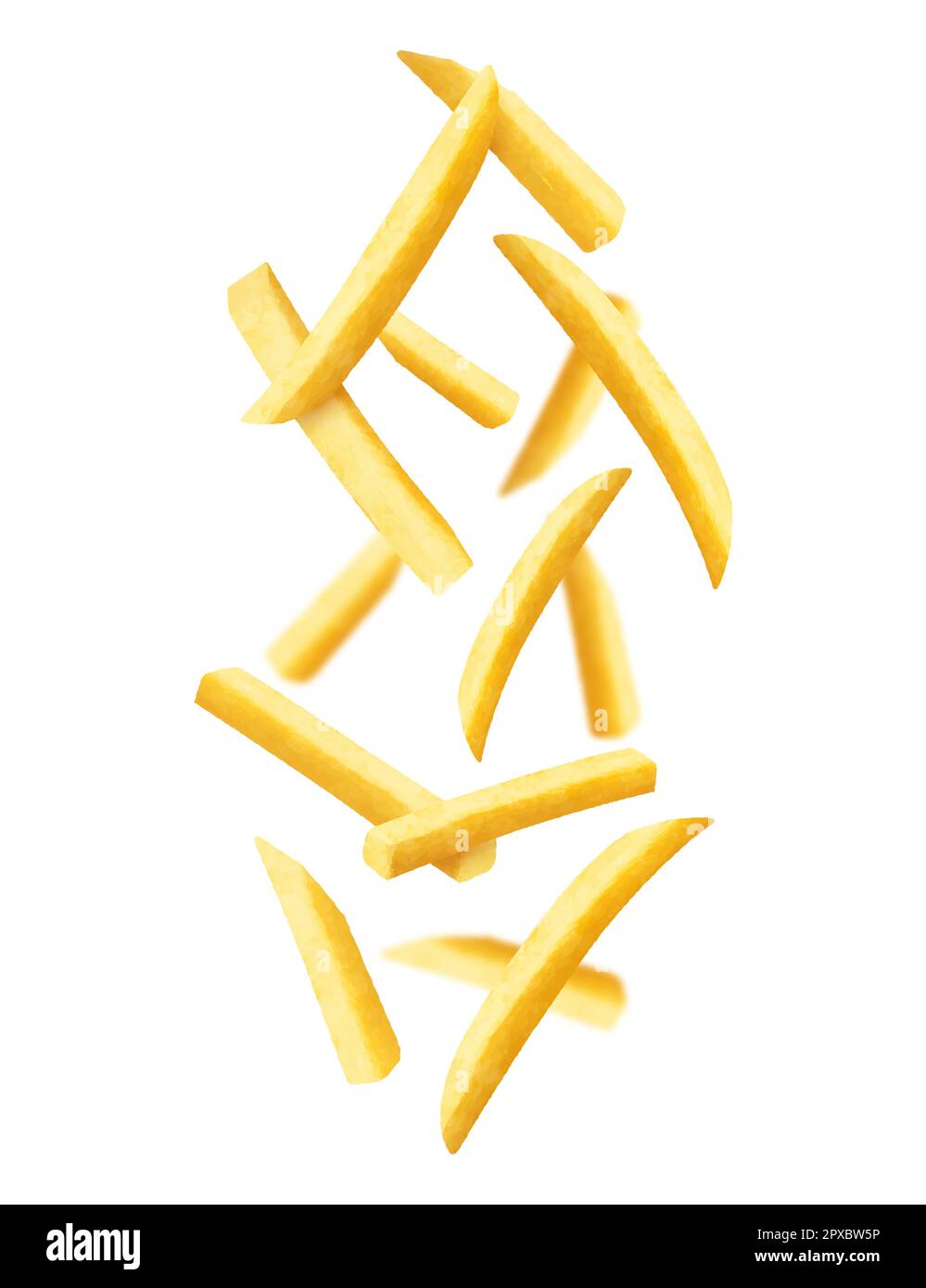 French fries background. Fast food banner. Flying french fries potatoes ...