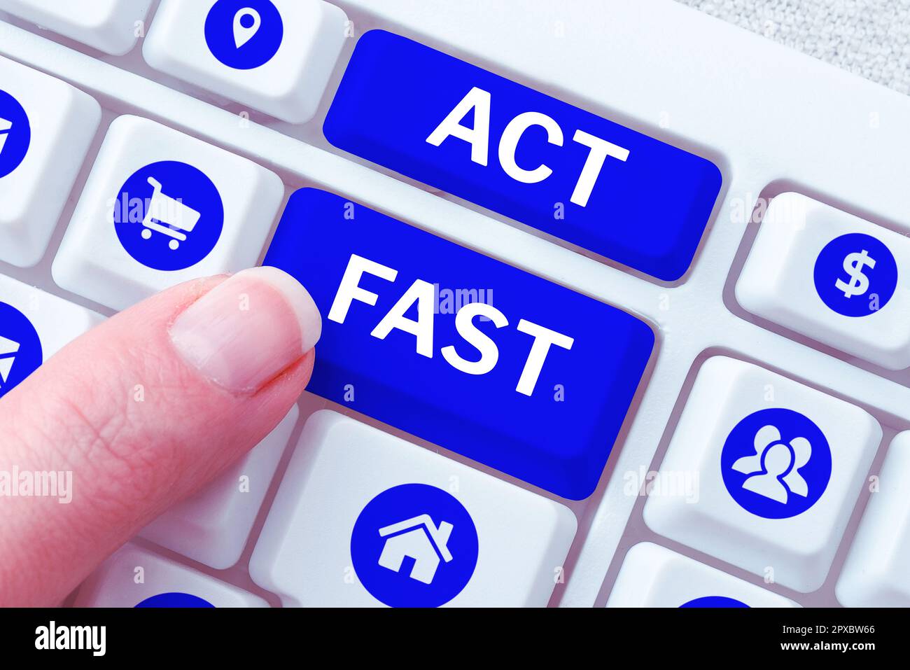 Text caption presenting Act Fast, Business concept Voluntarily move in ...