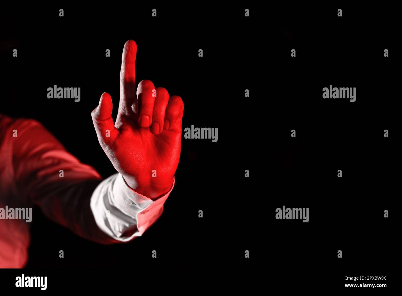 Man hand Pointing On Important Messages With one Finger Stock Photo - Alamy