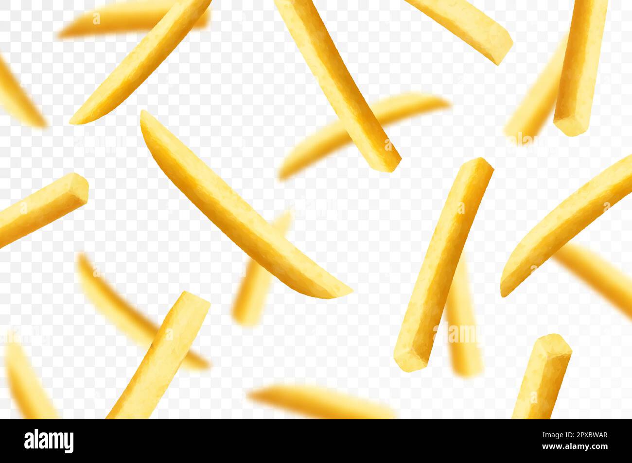 French fries background. Fast food banner. Flying french fries potatoes ...