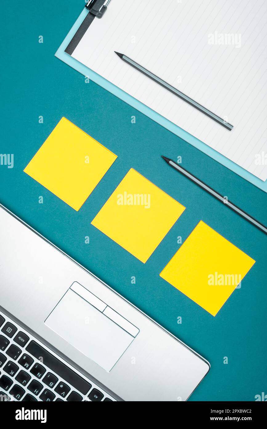 Paper Sticker Lying On Table. Important Text Written Near Keyboard ...