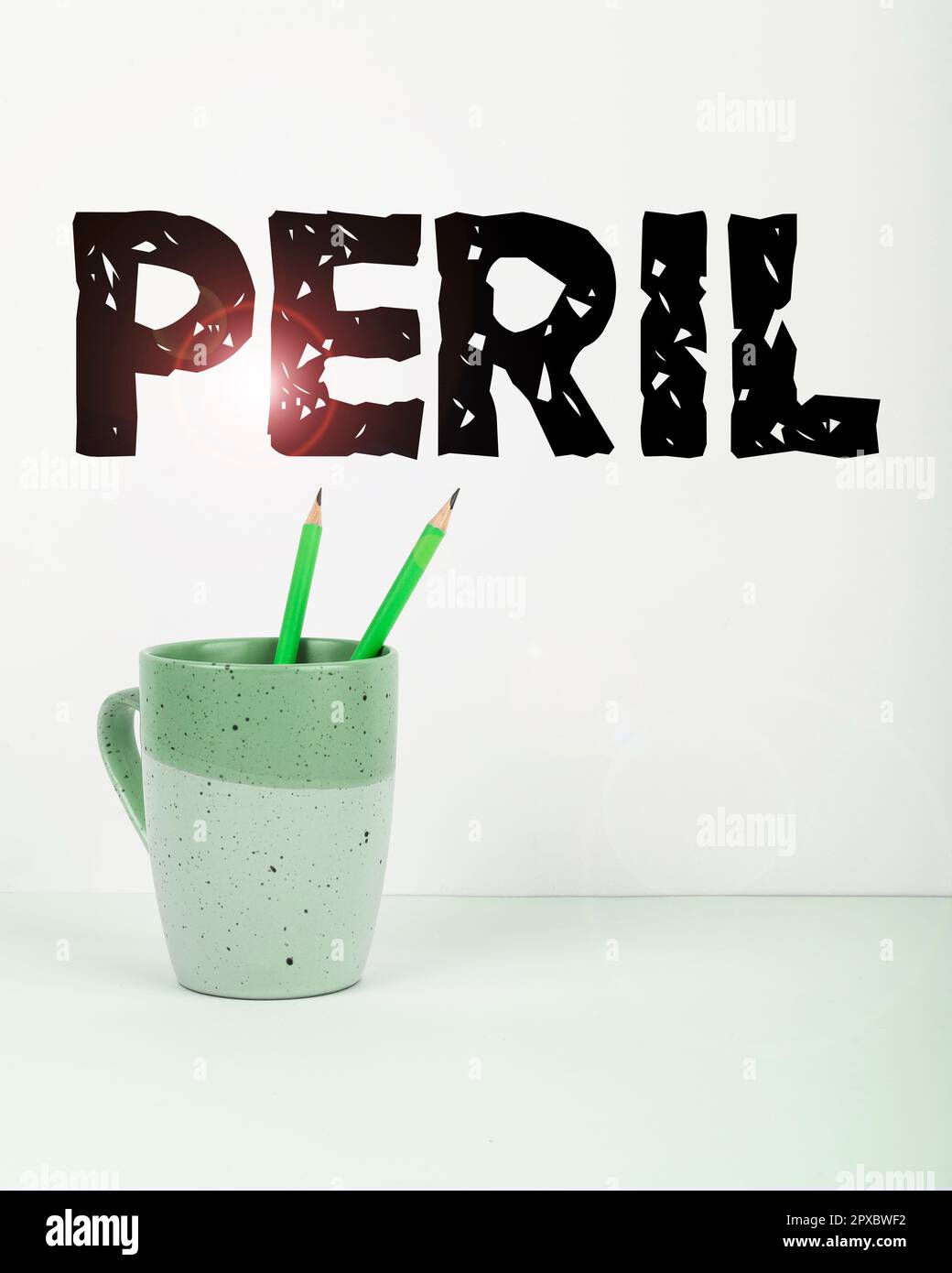 Text sign showing Peril, Word for indicates something extremely ...