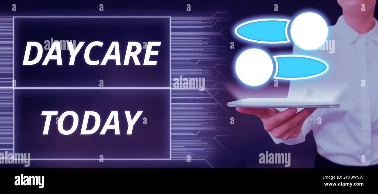Conceptual caption Daycare, Word for offering care to preschool ...