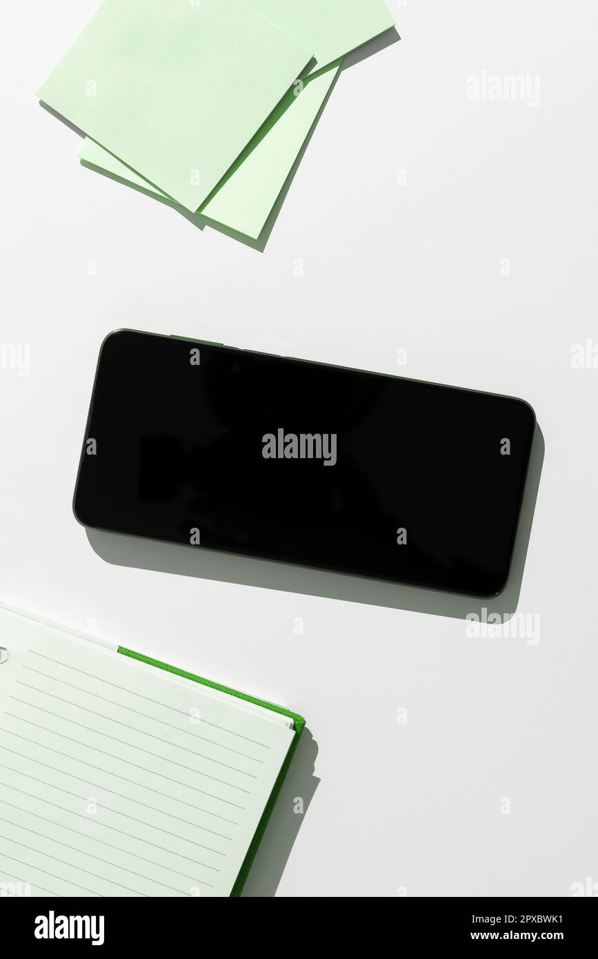 Mobile Phone Screen With Important Ideas On It And Note Sticked Stock ...