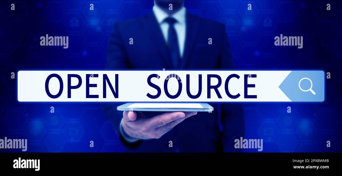 Conceptual display Open Source, Business idea denoting software which original source code ...