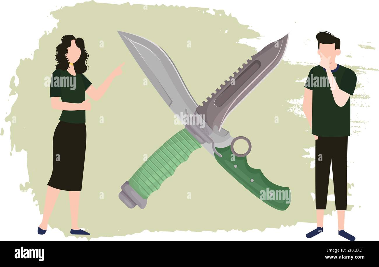 Boy and girl looking at knives Stock Vector Image & Art - Alamy