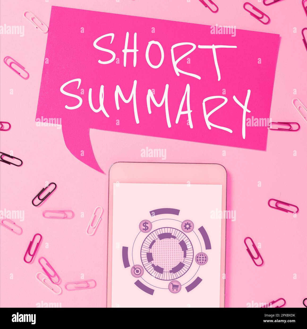 Text showing inspiration Short Summary, Business idea Brief statement of main points clear Stock ...