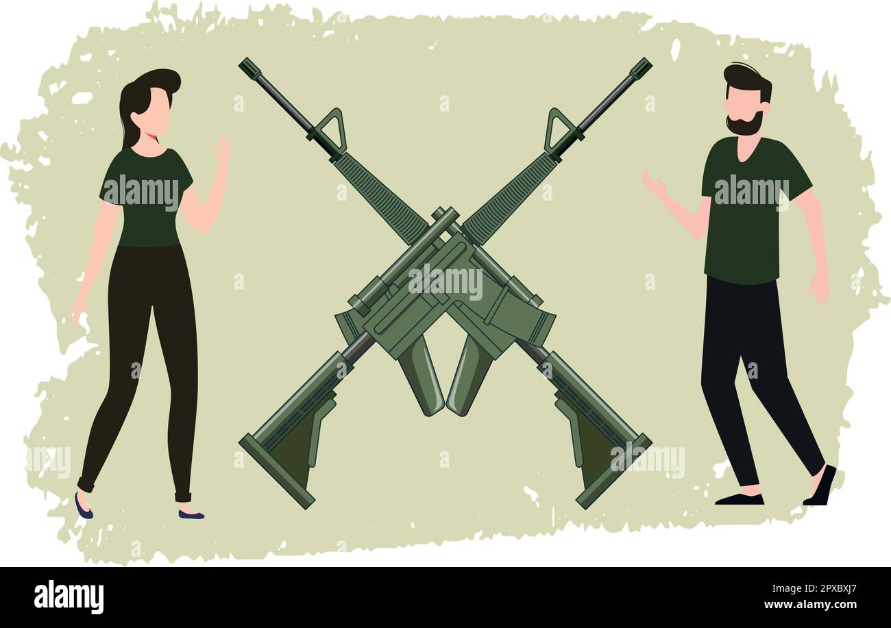 Girl army gun Stock Vector Images - Alamy