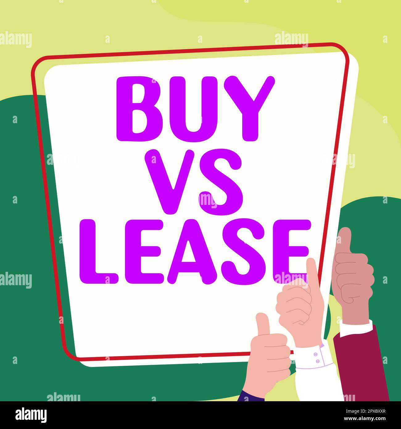 Conceptual caption Buy Vs Lease, Word for Own something versus borrow ...