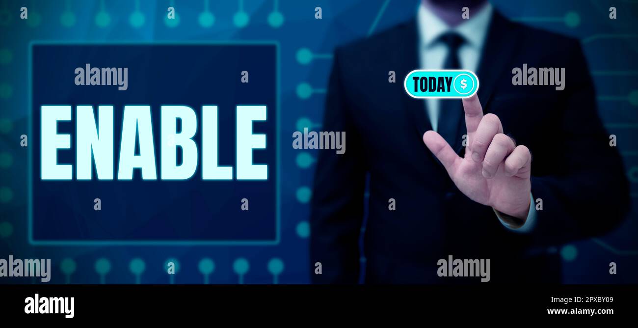 Text caption presenting Enable, Business overview give someone or ...