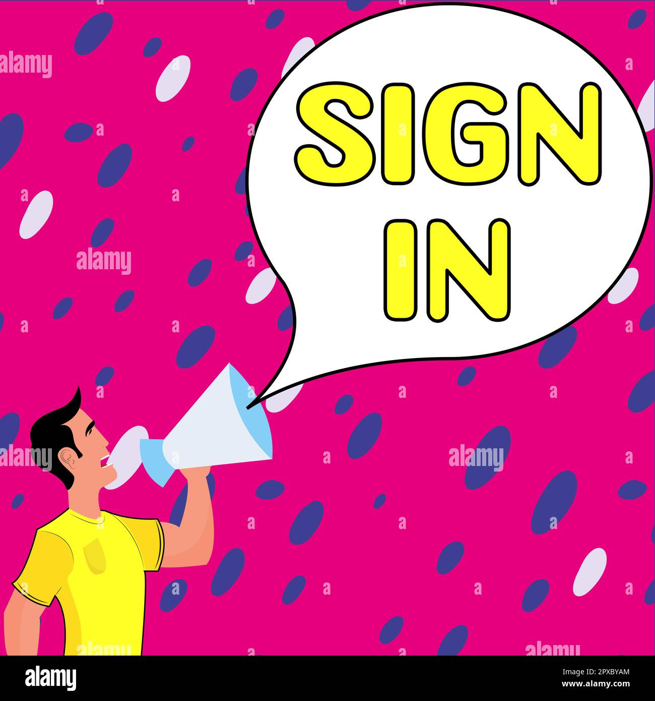 Hand writing sign Sign In, Concept meaning to write your name on a form ...