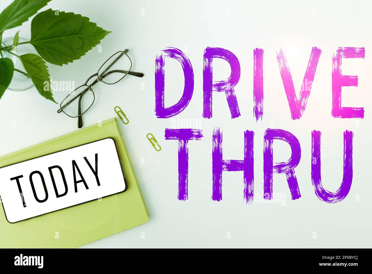 Text showing inspiration Drive Thru, Word for place where you can get ...