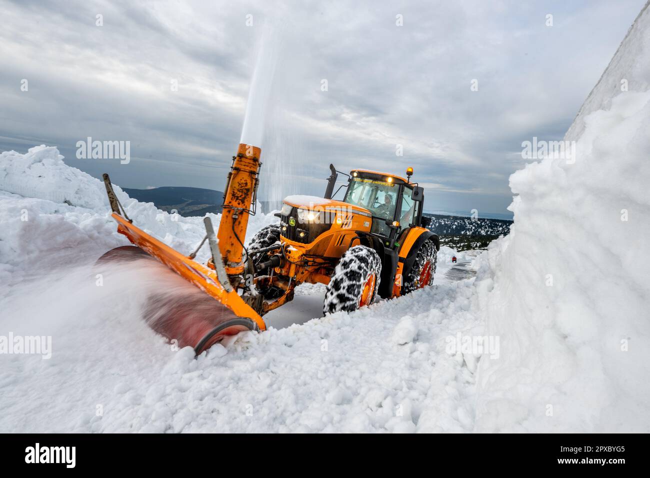 A snow blower of the technical services of the town of Pec pod Snezkou ...