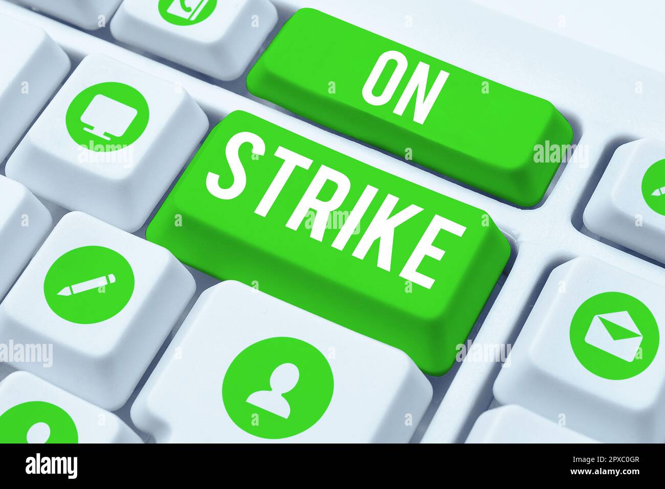 Text caption presenting On Strike, Word Written on refuse to continue ...