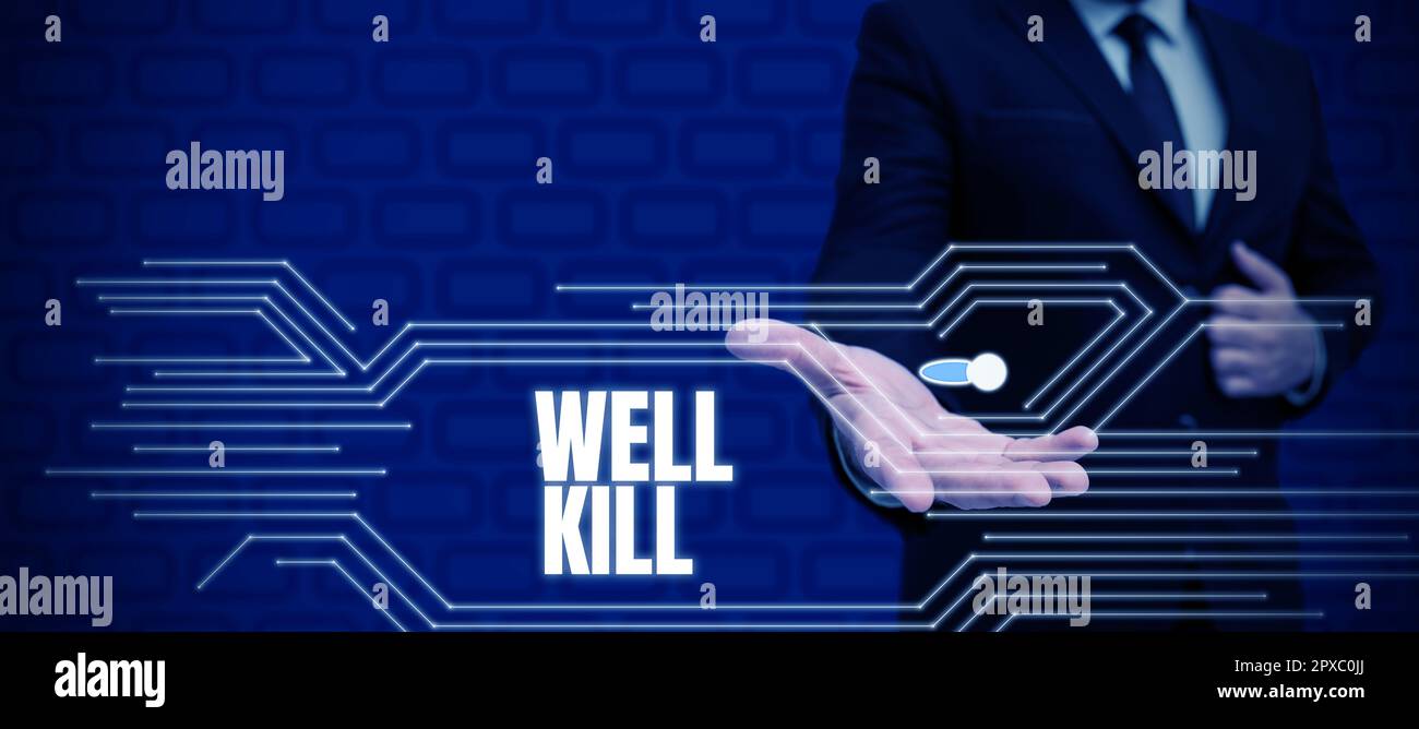 Text caption presenting Well Kill, Internet Concept placing a column of ...