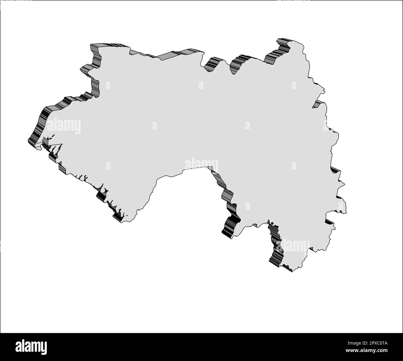 Guinea 3D outline silhouette map a country in Africe over a white ...