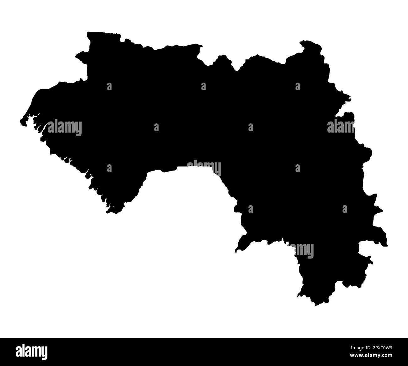 Guinea outline silhouette map a country in Africe over a white ...