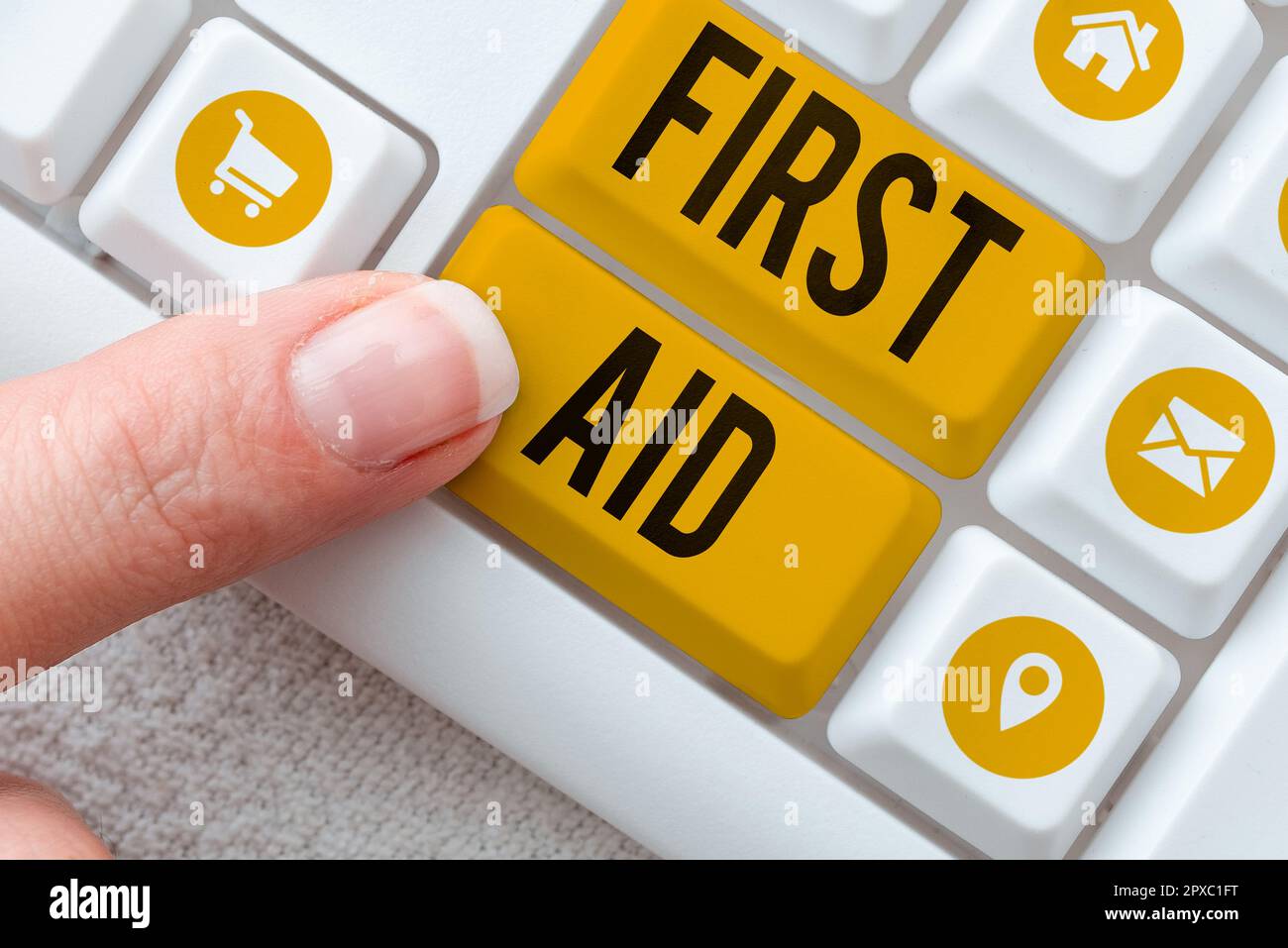 Text sign showing First Aid, Business approach Practise of healing ...