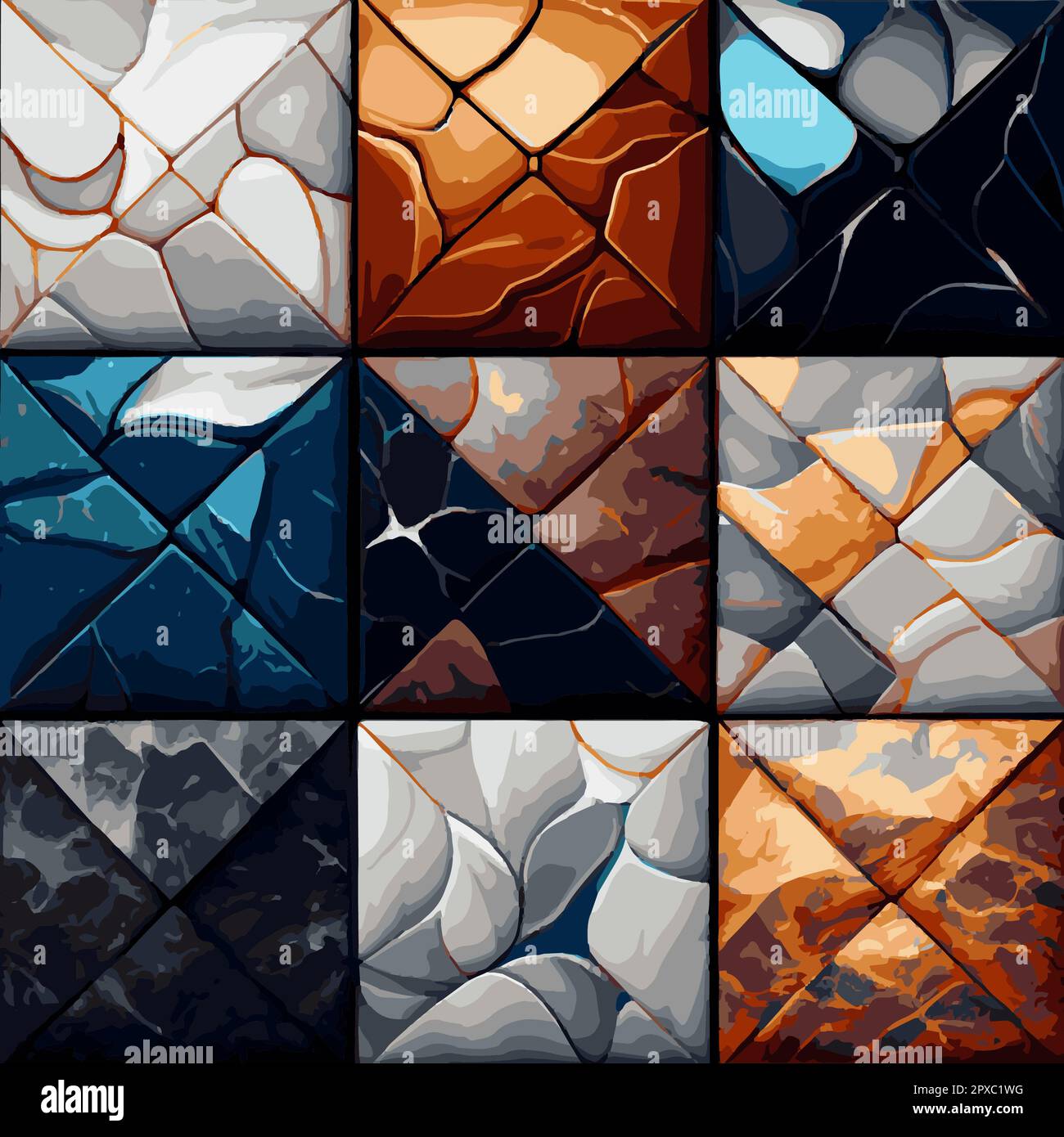 Set 9pcs light and dark marble tile texture, background template ...