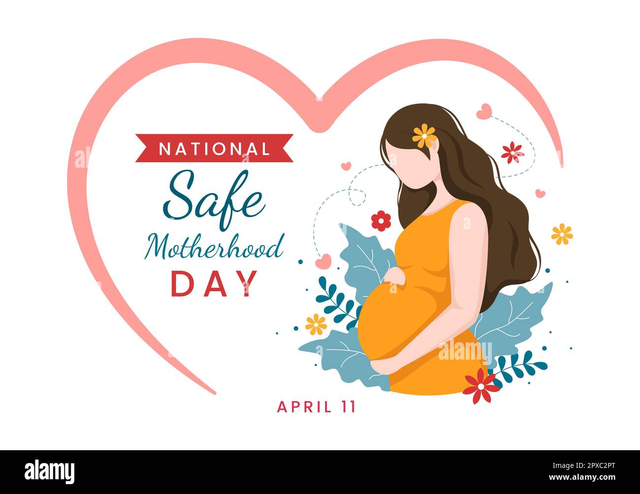 National Safe Motherhood Day on April 1 Illustration with pregnant ...