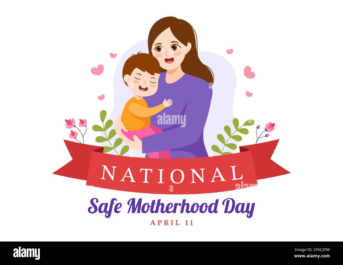 National Safe Motherhood Day on April 1 Illustration with pregnant ...