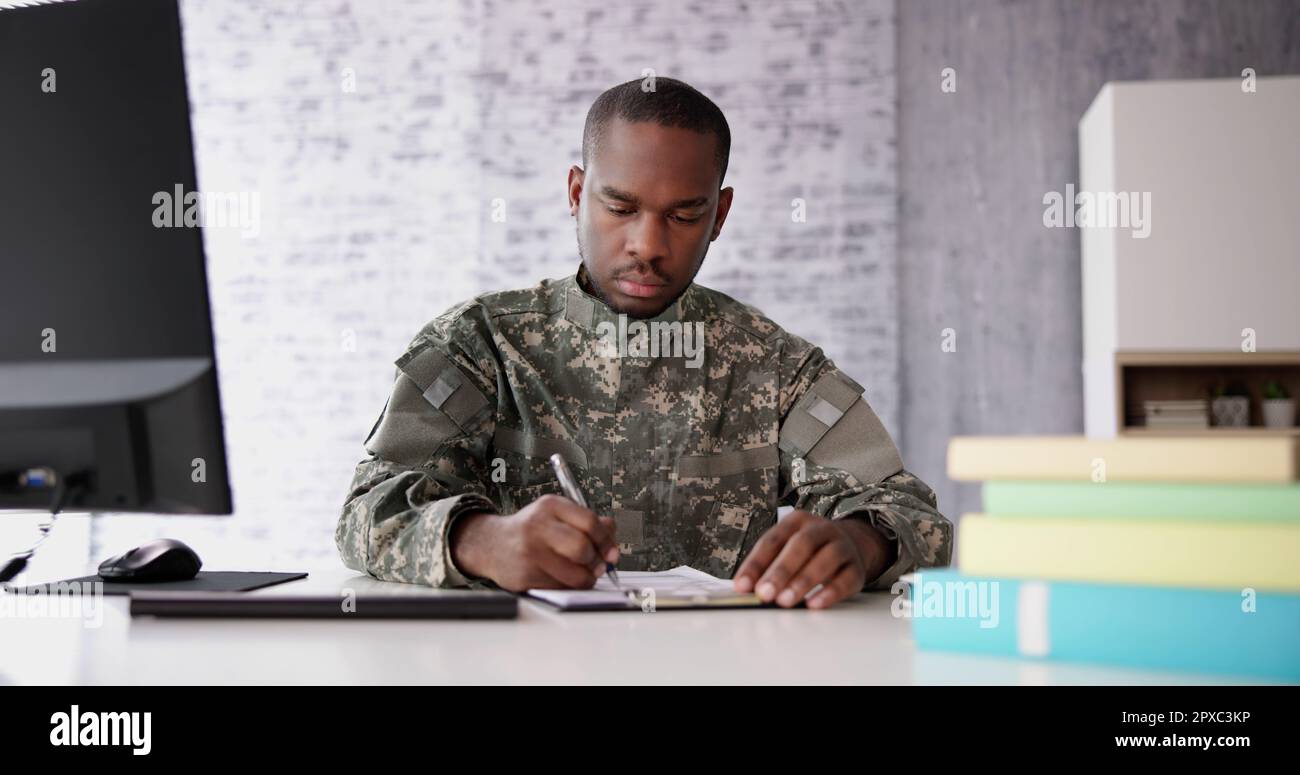 Military Student Education. Army Soldier Veteran In College Stock Photo ...