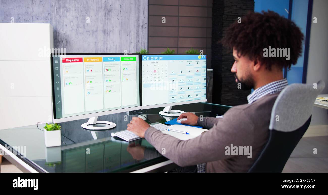 Scrum Agenda Digital Calendar Schedule On Office Computer Stock Photo ...