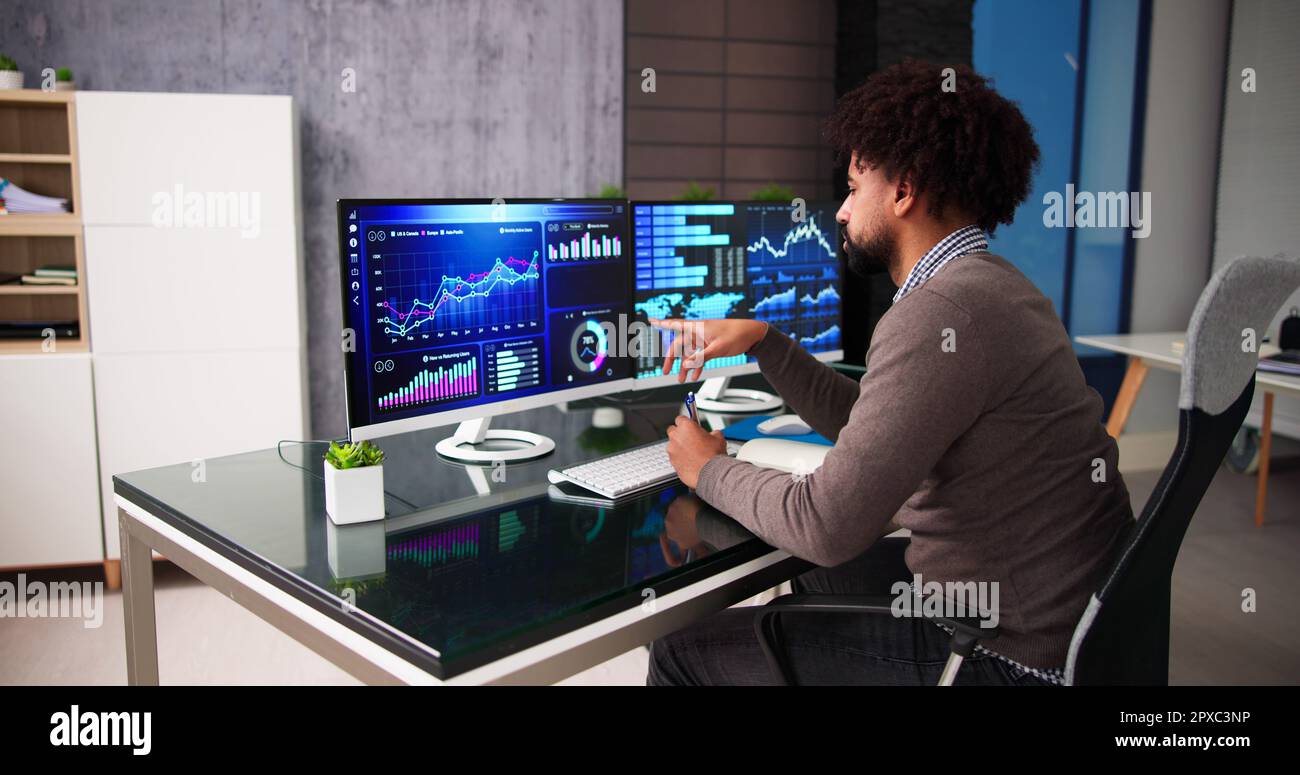 Financial Business Analytics Data Dashboard. Analyst Man Stock Photo ...
