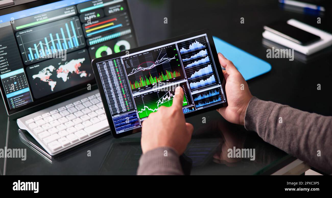 KPI Business Analytics Data Dashboard. Analyst Using Computer Stock ...