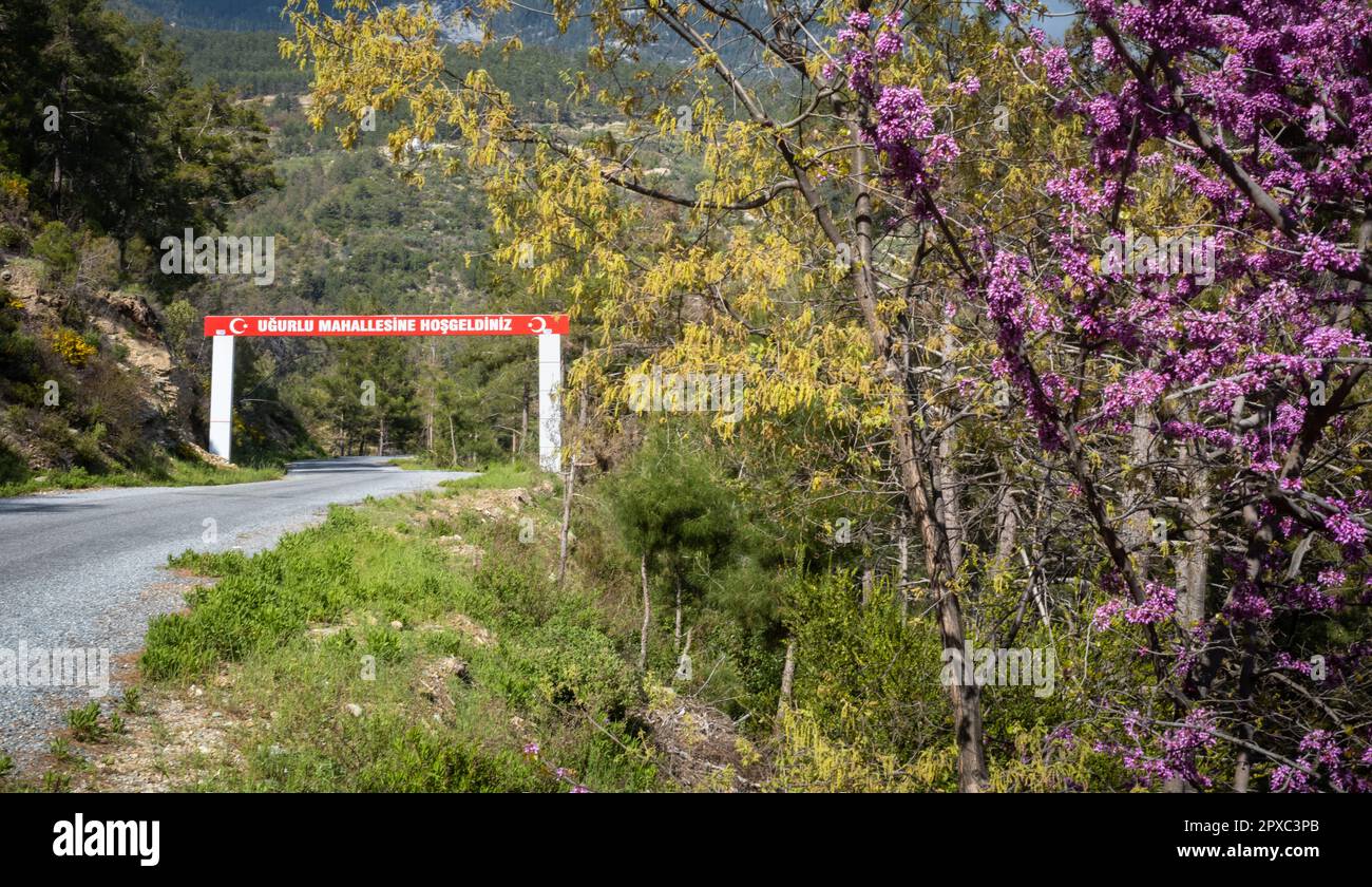 As the mountain road winds through the Taurus Mountains in Antalya ...