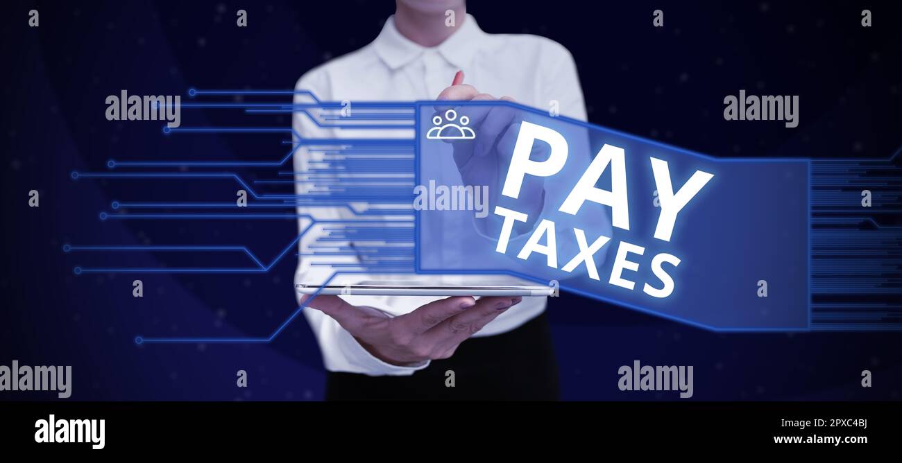 Hand writing sign Pay Taxes, Conceptual photo processing taxation and ...