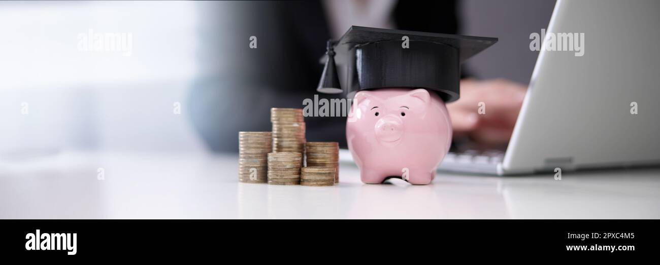 School Student Saving Money. Graduation Finance Coin Stack Stock Photo ...