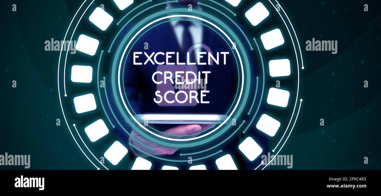 Writing displaying text Excellent Credit Score, Word for person's ...