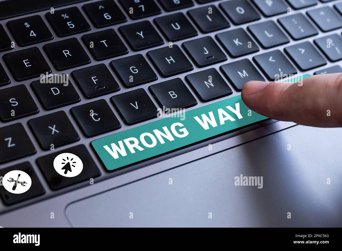 Text caption presenting Wrong Way, Word for taking an unsuitable or ...