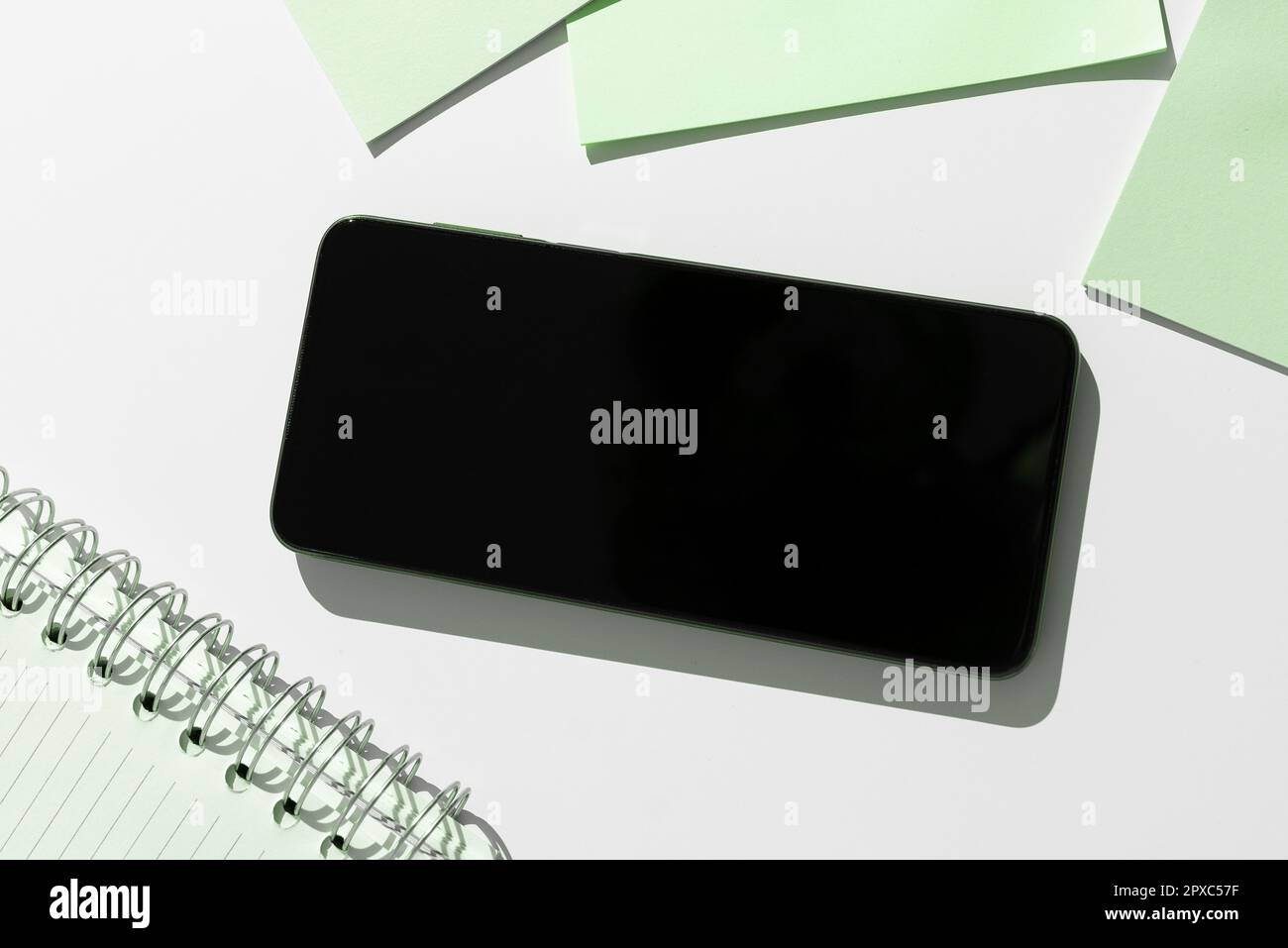 Mobile Phone Screen With Important Ideas On It And Note Sticked Stock ...