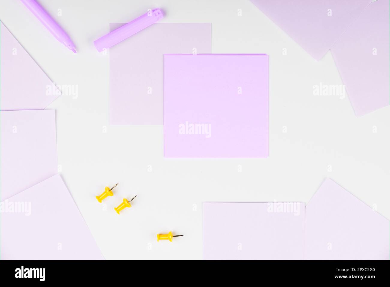 Notebook and Colored Papers Stickers Lying On Desk. Collection ...