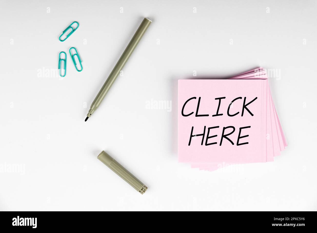 Text sign showing Click Here, Business approach carry out a computer ...