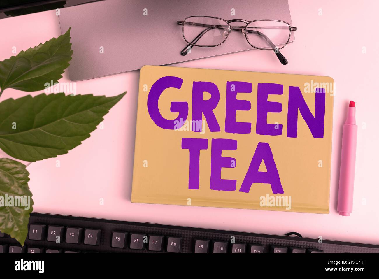 Conceptual display Green Tea, Concept meaning type of tea that is made ...