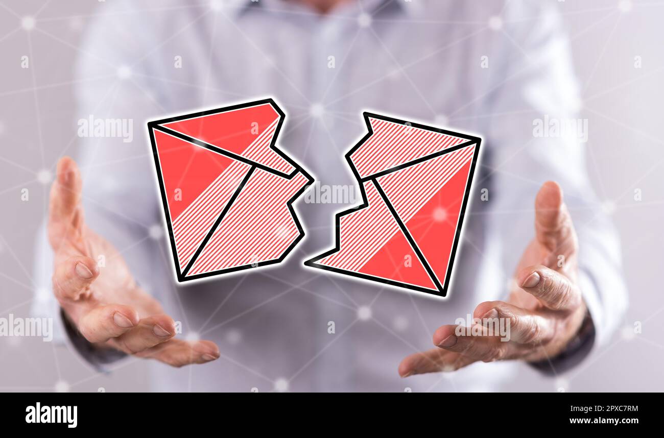 Spam concept above the hands of a man in background Stock Photo - Alamy