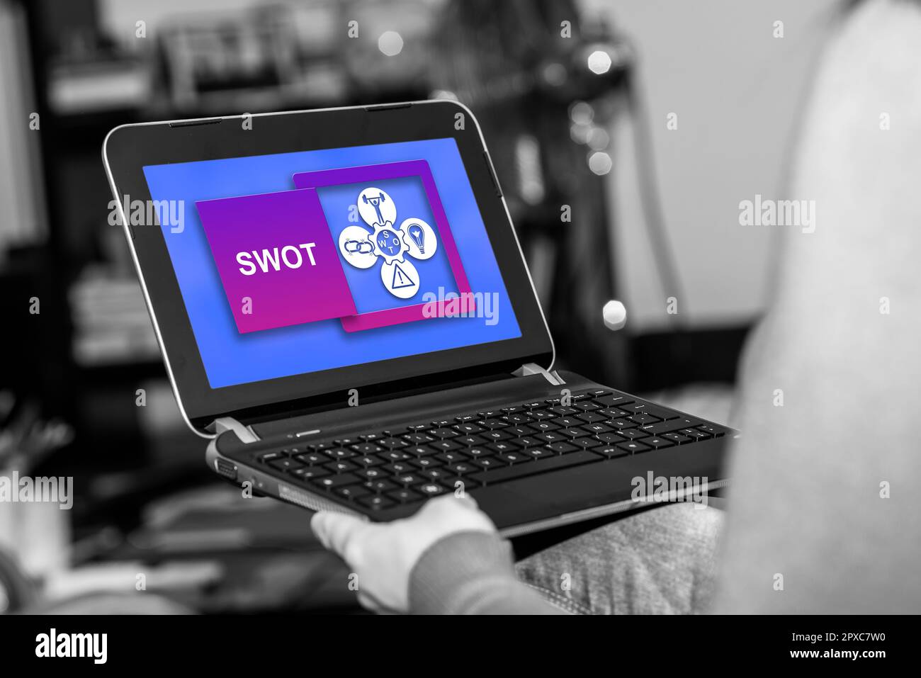 Tablet screen displaying a swot concept Stock Photo - Alamy