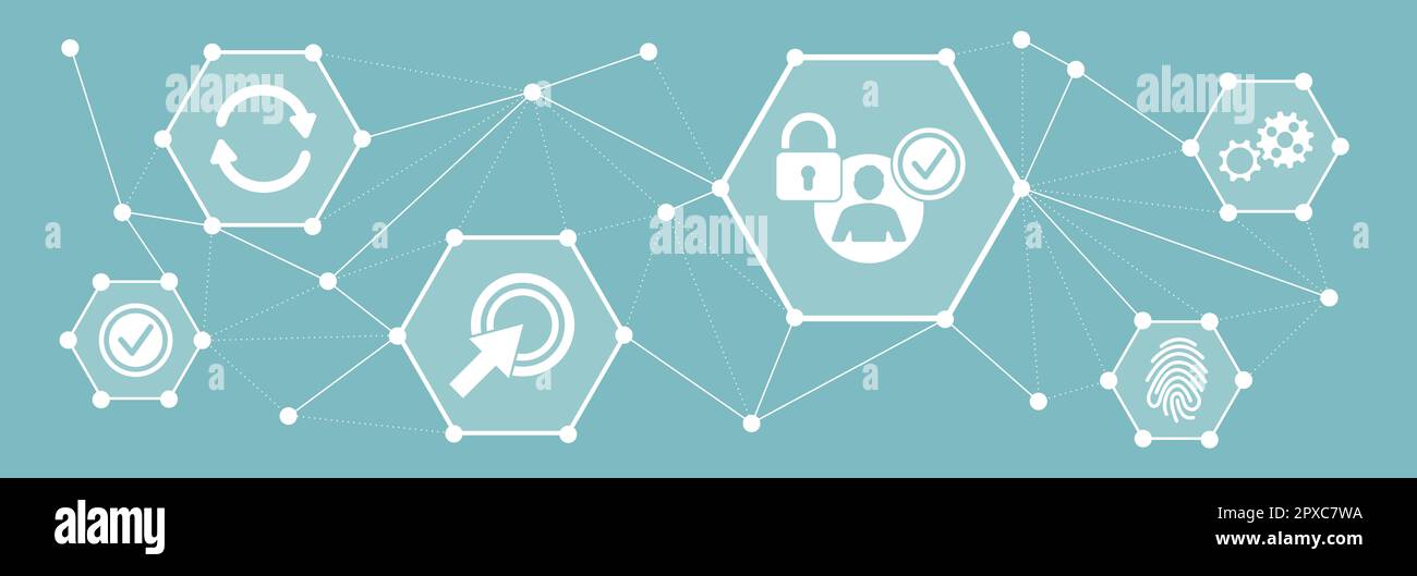 Concept of login with connected icons Stock Photo - Alamy