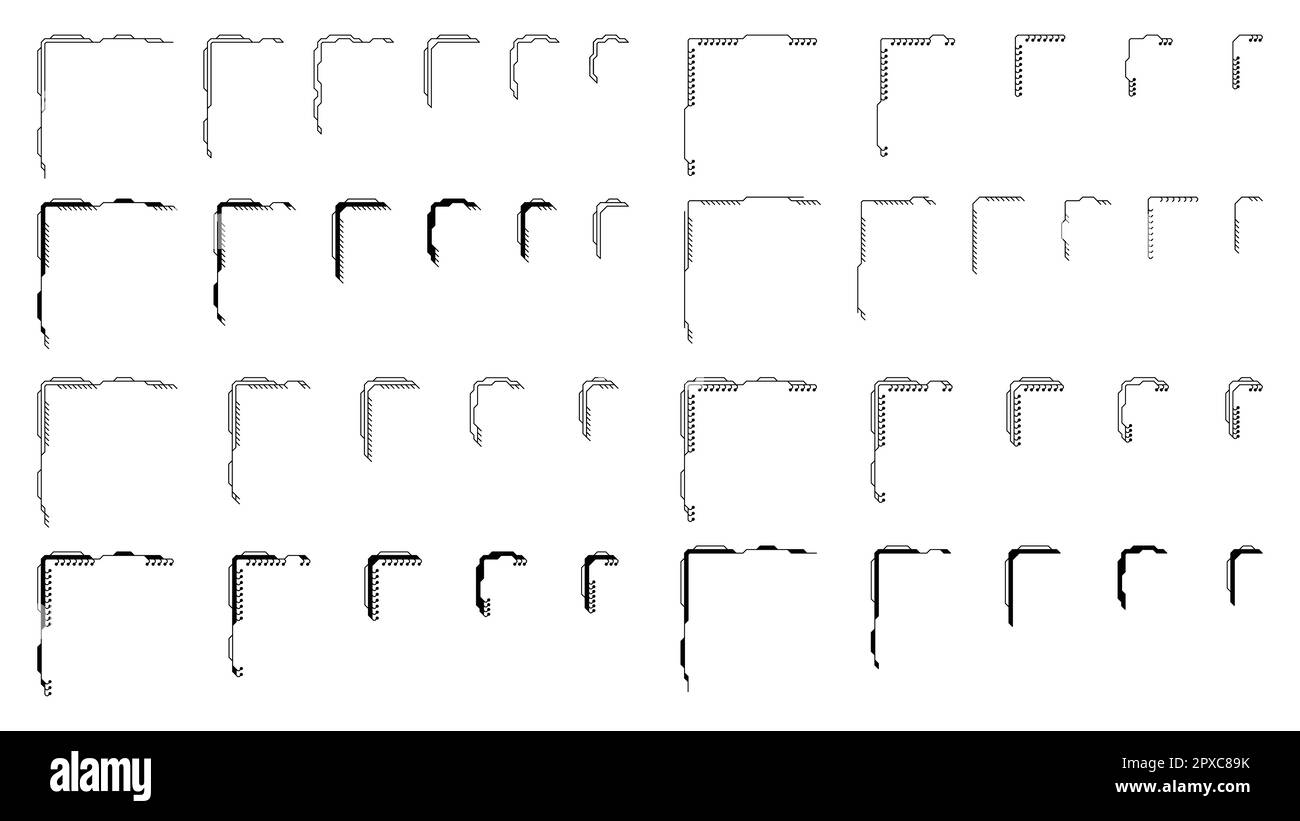 Set of tech corner isolated on white background. Vector design element ...